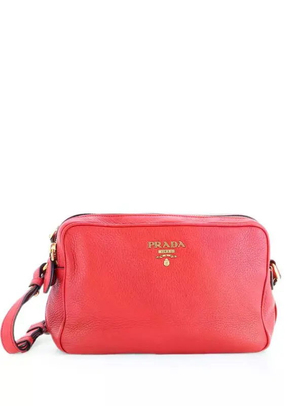 Prada Vitello Daino Double Zip Camera Bag - Red