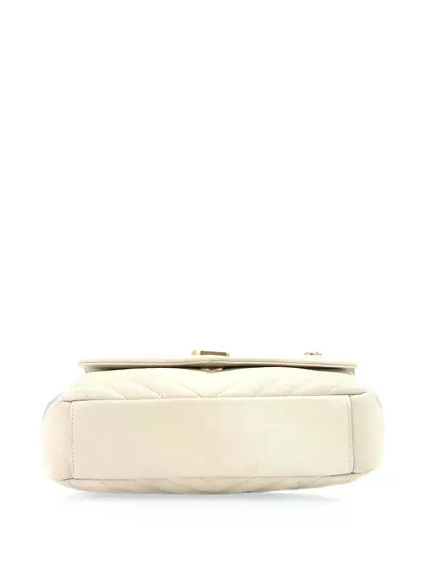 Saint Laurent Matelassé Chevron Leather College Bag - Neutrals