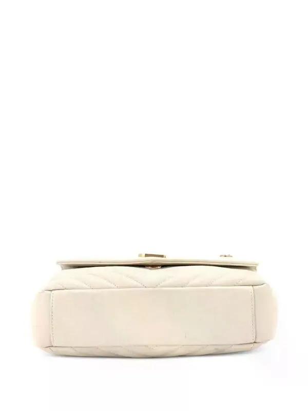 Saint Laurent Matelassé Chevron Leather College Bag - Neutrals