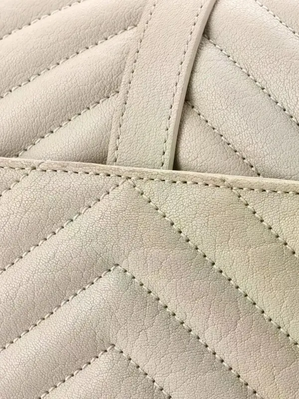 Saint Laurent Matelassé Chevron Leather College Bag - Neutrals