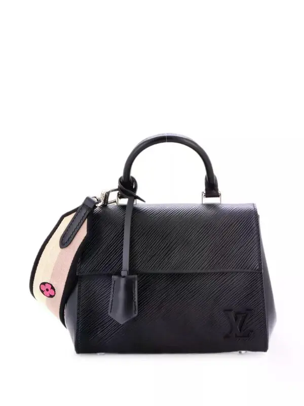 LOUIS VUITTON Cluny Top Handle Bag Epi Leather Mini Satchel - Black