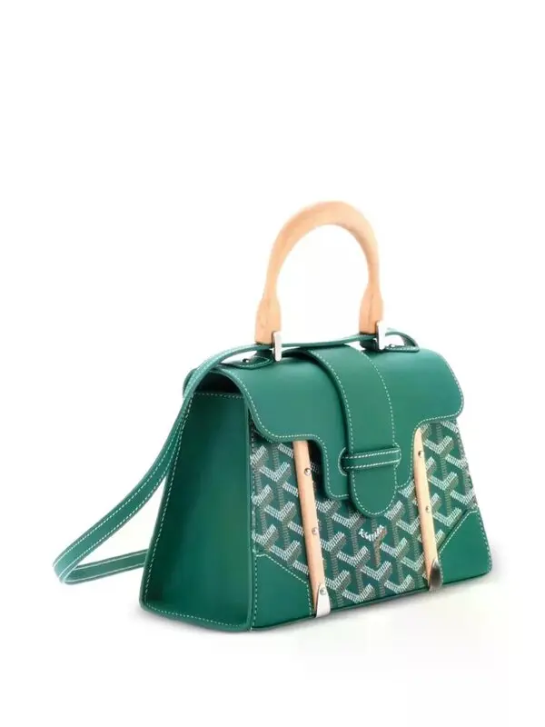 Goyard Structured Saigon Top Handle Bag Coated Canvas With Leather Mini Satchel - Green