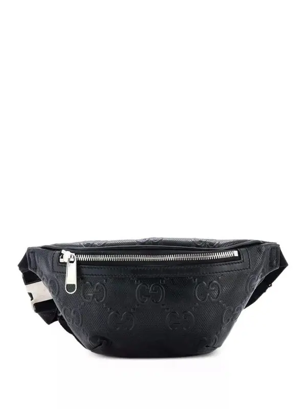 Gucci Gg Embossed Perforated Leather Small Belt Bag - Black