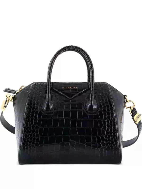 Givenchy Antigona Bag Crocodile Embossed Leather Small Satchel - Black