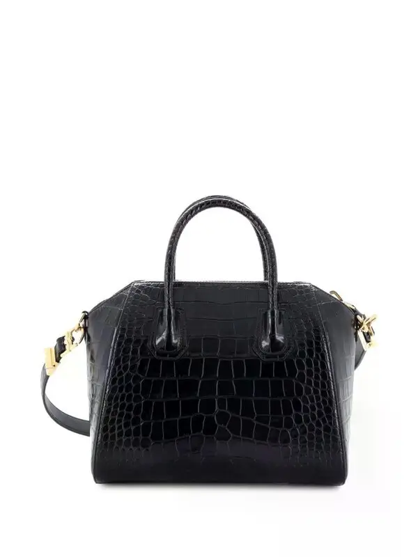 Givenchy Antigona Bag Crocodile Embossed Leather Small Satchel - Black