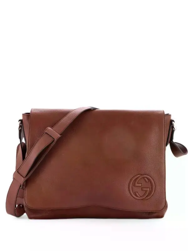 Gucci Soho Flap Messenger Leather Large Crossbody Bag - Brown