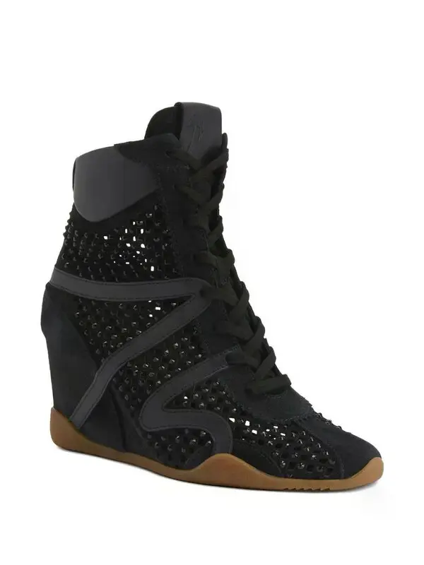 GIUSEPPE ZANOTTI Suede Perforated Wedge Sneakers