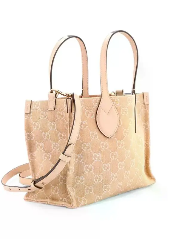 Gucci Ophidia Gg Denim Medium Shopper Tote Bag - Neutrals
