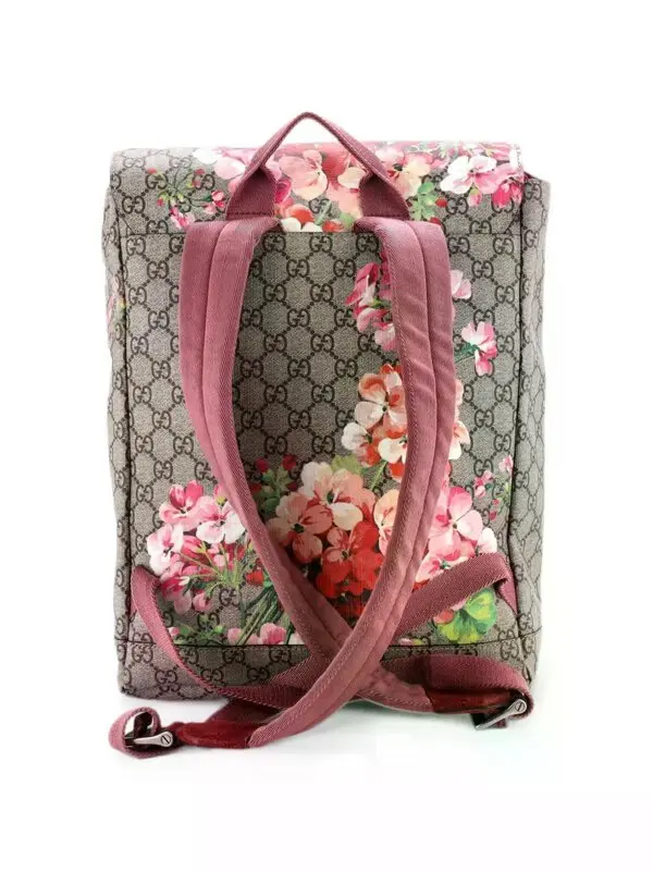 Gucci Blooms Print Gg Coated Canvas Medium Backpack - Brown