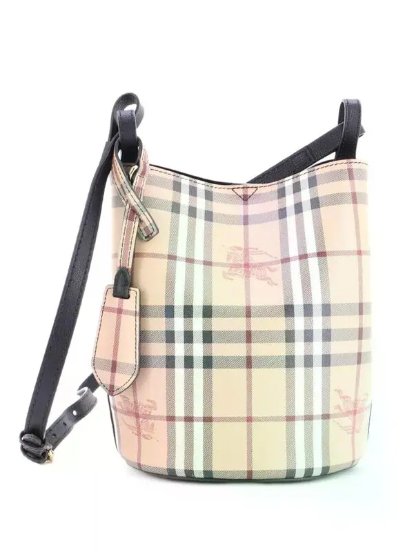 Burberry Lorne Haymarket Coated Canvas Small Bucket Bag - Brown