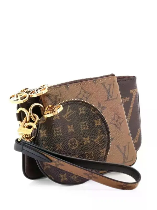 LOUIS VUITTON Trio Pouch Set Reverse Monogram Giant Clutch Bag - Brown