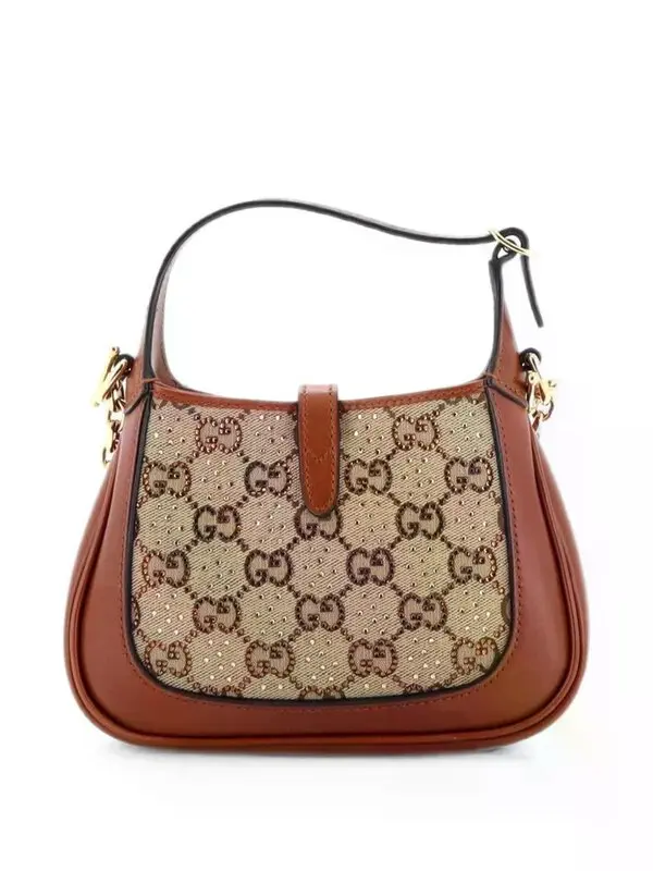 Gucci Jackie 1961 Chain Crystal Embellished Mini Hobo Bag - Brown
