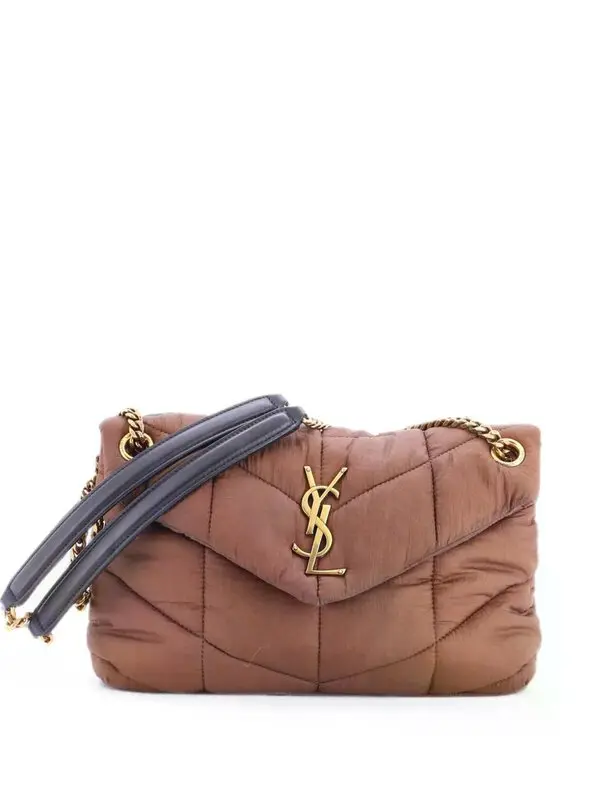 Saint Laurent Loulou Puffer Quilted Nylon Small Shoulder Bag - Brown