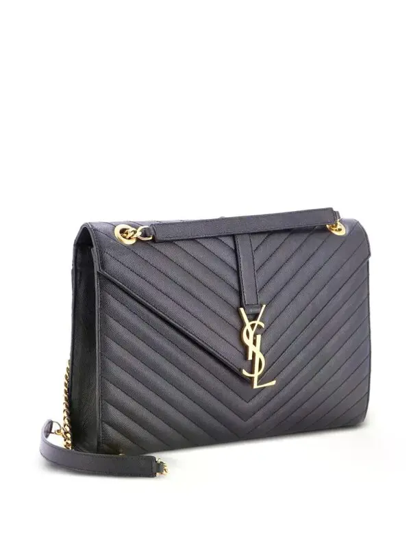Saint Laurent Matelassé Chevron Leather Shoulder Bag - Black