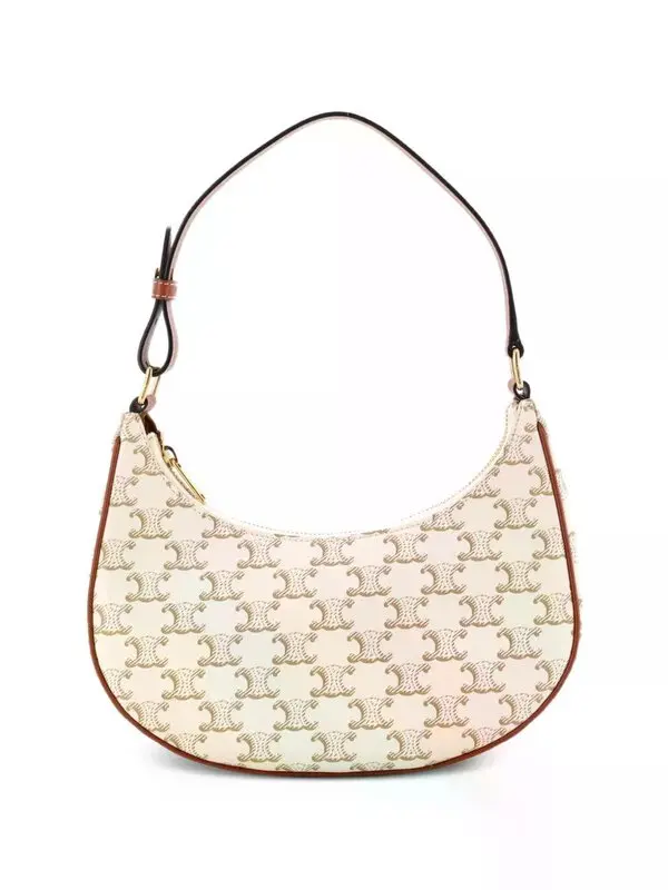 Celine Ava Hobo Bag In Triomphe Coated Canvas - Brown