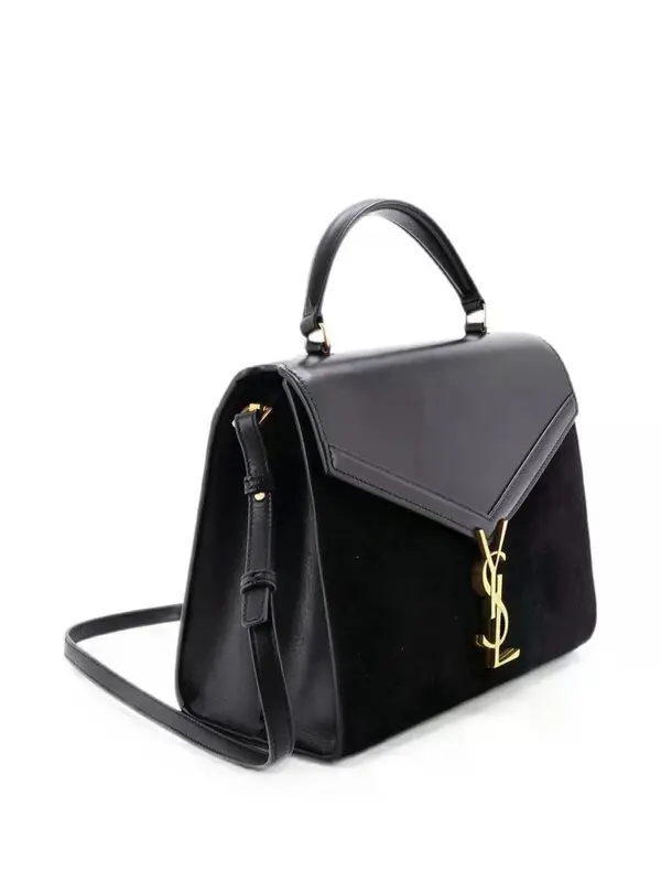 Saint Laurent Cassandra Top Handle Bag Leather And Suede Medium Shoulder Bag - Black