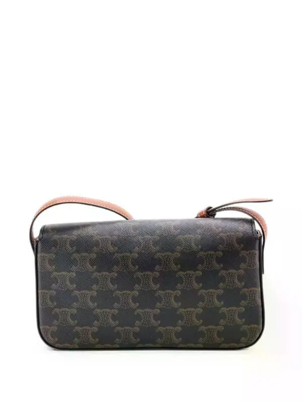 Celine Triomphe East-west Shoulder Bag In Coated Canvas - Brown