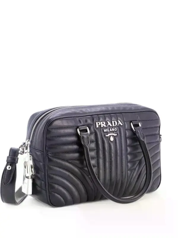 Prada Diagramme Quilted Leather Medium Handbag