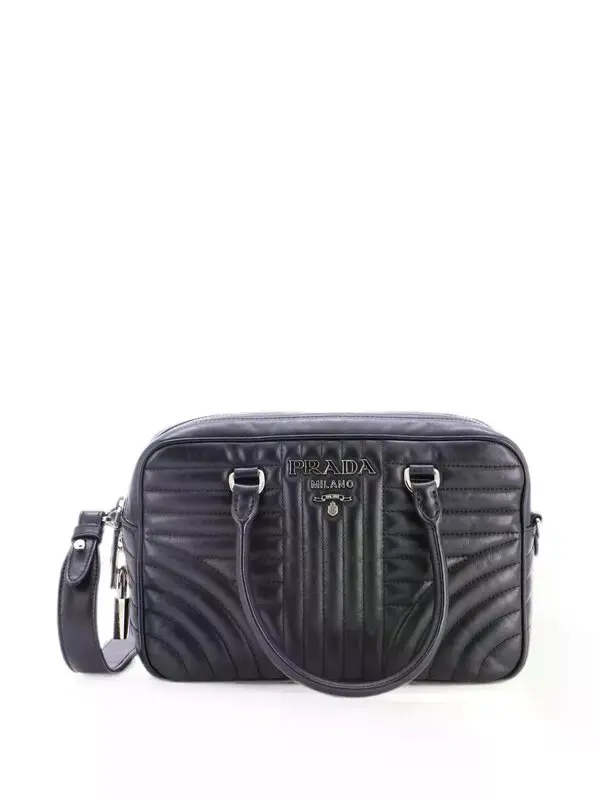 Prada Diagramme Quilted Leather Medium Handbag