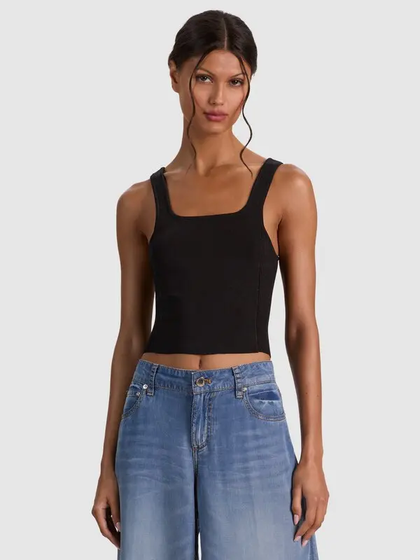 Alice + Olivia Devin Side Panel Tank - Black