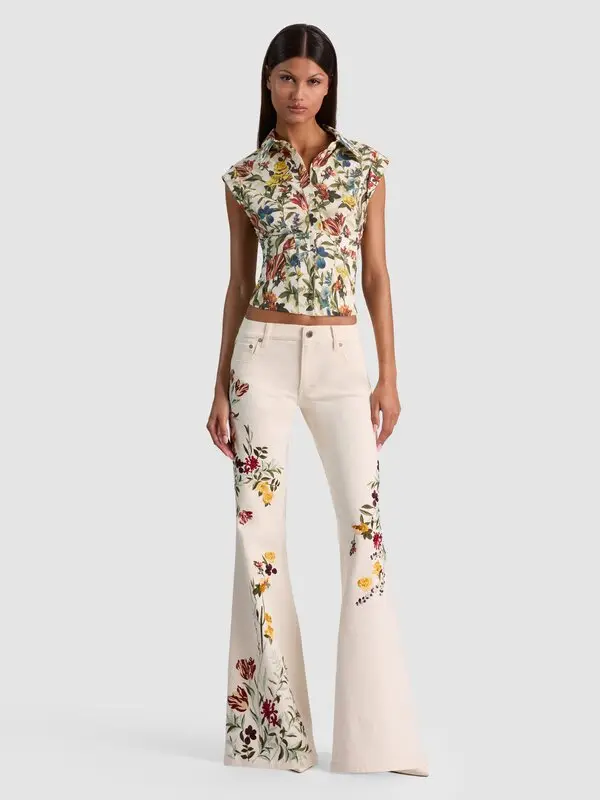 Alice + Olivia Emryn Embroidered Jean