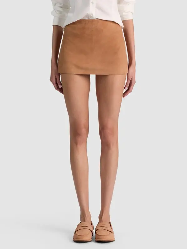 Alice + Olivia Mace Suede Mini Skort - Tan