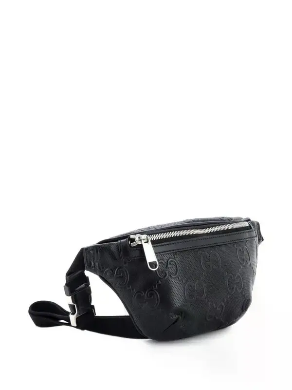 Gucci Gg Embossed Perforated Leather Small Belt Bag - Black