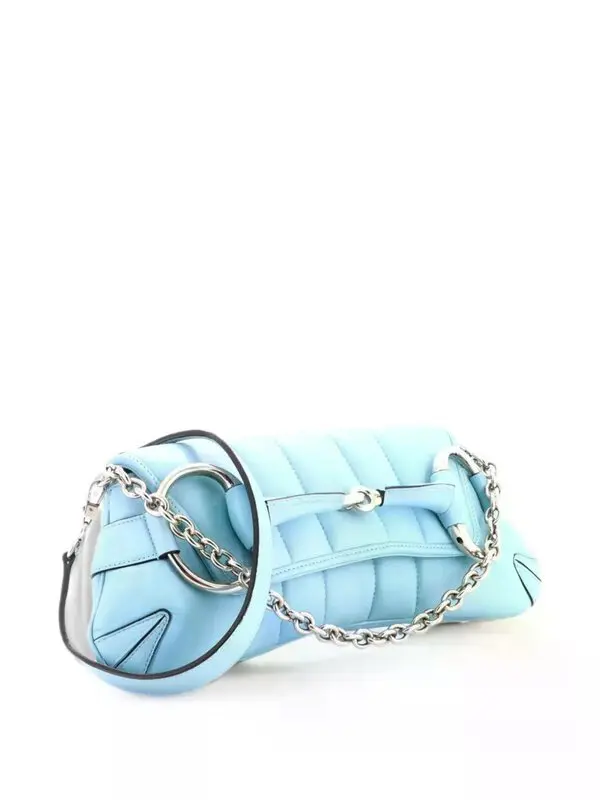 Gucci Horsebit Chain Shoulder Bag Vertical Quilted Leather - Blue