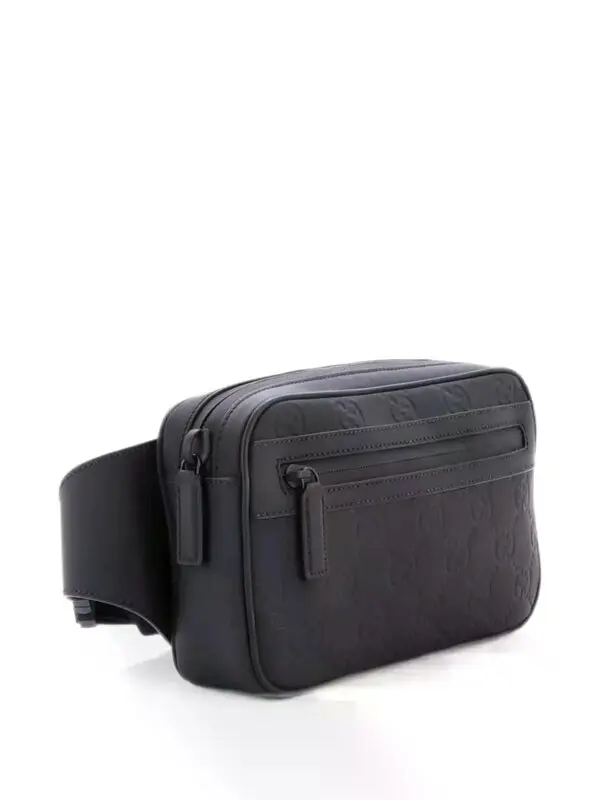 Gucci Gg Rubber Effect Leather Belt Bag - Black