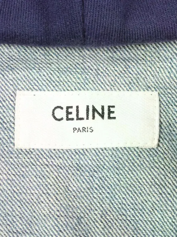 Celine Cotton Logo-print Hooded Denim Jacket