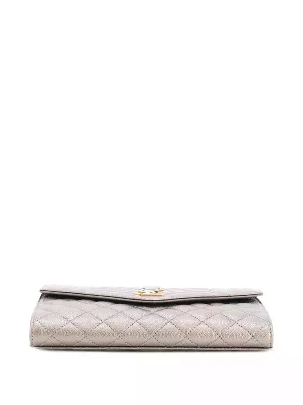 Saint Laurent Monogram Envelope Wristlet Clutch Bag - Metallic