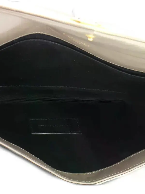 Saint Laurent Monogram Envelope Wristlet Clutch Bag - Metallic