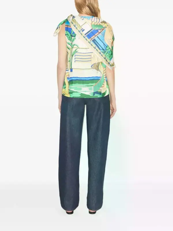 Tory Burch Printed Silk Cape Top - Blue