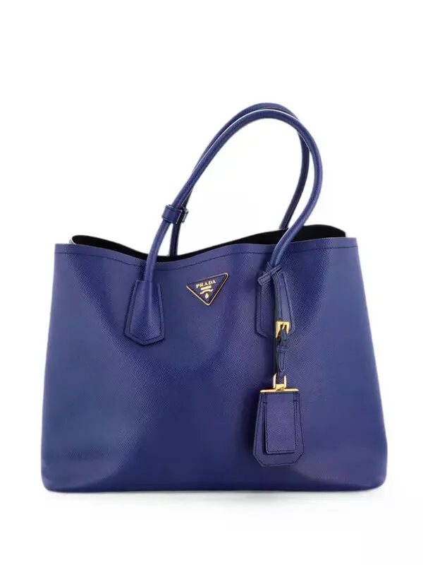 Prada Saffiano Leather Medium Tote Bag - Blue