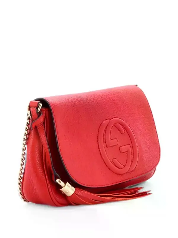 Gucci Soho Chain Leather Medium Crossbody Bag - Red