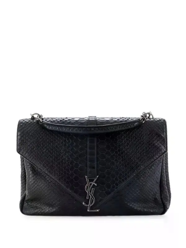 Saint Laurent Classic Monogram College Satchel Python Embossed Leather