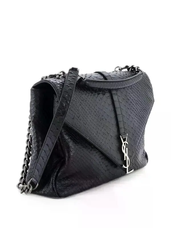 Saint Laurent Classic Monogram College Satchel Python Embossed Leather