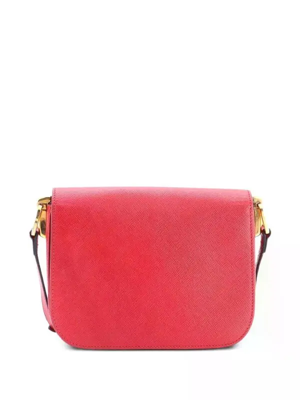 Prada Saffiano Leather Embleme Flap Bag - Red