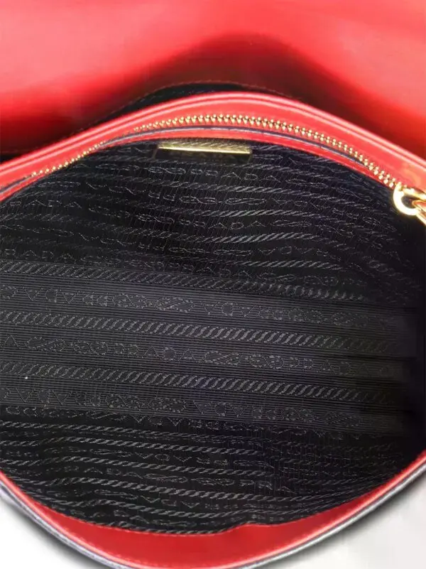 Prada Saffiano Leather Embleme Flap Bag - Red