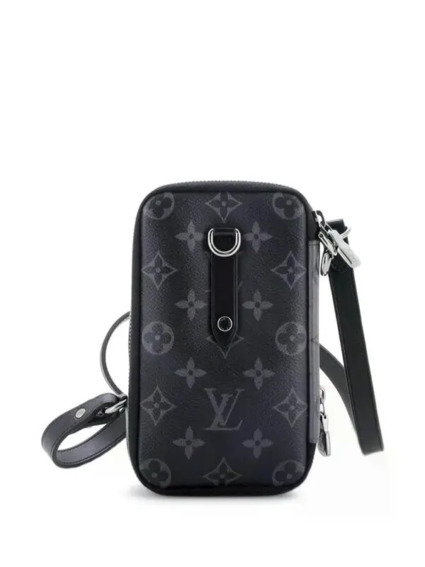 LOUIS VUITTON Double Phone Pouch Reverse Monogram Eclipse Canvas Clutch Bag