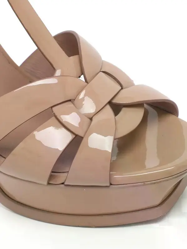 Saint Laurent Tribute Leather Heeled Sandals - Neutrals