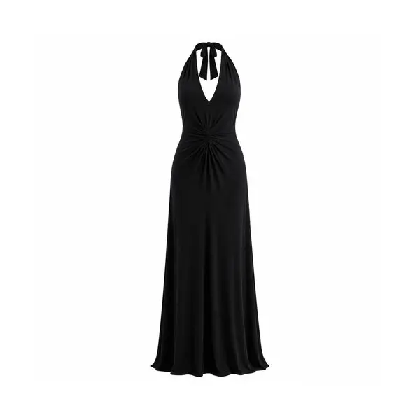 MAISON DE GALA Sienna Noir Halter Dress