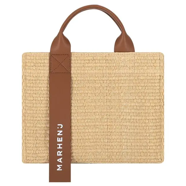 MARHEN.J Rico Rattan Tote Bag With Vegan Leather Trim
