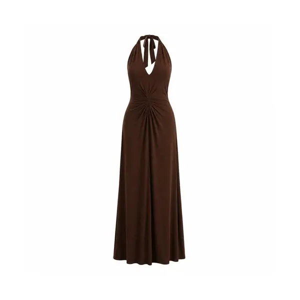 MAISON DE GALA Sienna Mocha Halter Dress