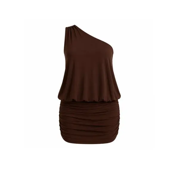MAISON DE GALA Elara Mocha Mini Dress - Brown