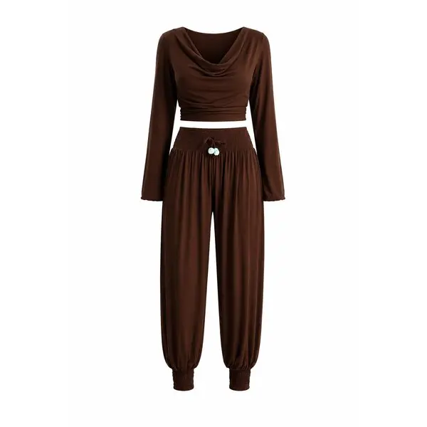 MAISON DE GALA Valerie Mocha Drape Set - Brown