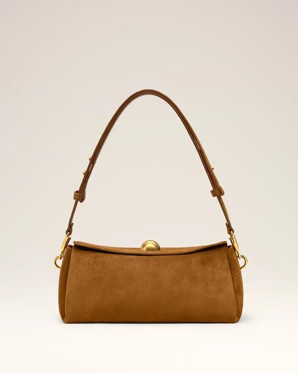 AMI Paris Suede Leather Carrousel Bag - Hazelnut