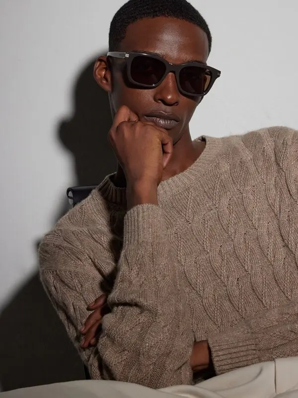 ZEGNA EYEWEAR Rectangular-frame Acetate Sunglasses