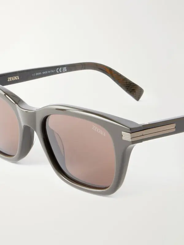 ZEGNA EYEWEAR Rectangular-frame Acetate Sunglasses