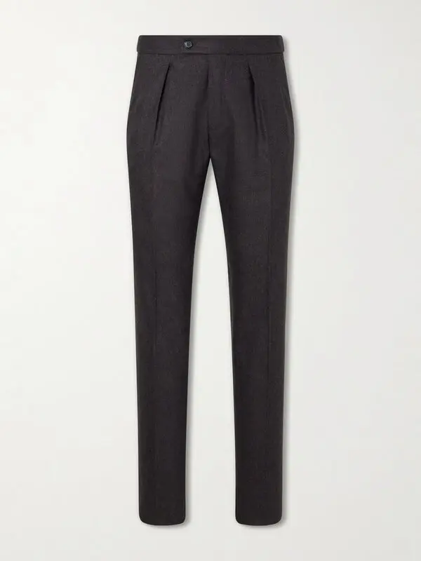 SLOWEAR Tapered Pleated Wool And Cashmere-blend Suit Trousers
